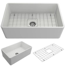 BOCCHI Classico Matte White 30 Single Bowl Fireclay Farmhouse Sink Wit ...