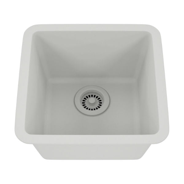 Lexicon Platinum 15" White Quartz Single Composite Sink w/ Grid LP-151 ...