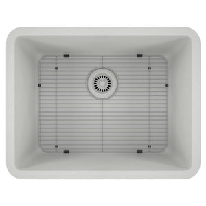 Lexicon Platinum 23" White Quartz Single Composite Sink w/ Grid LP-231 ...